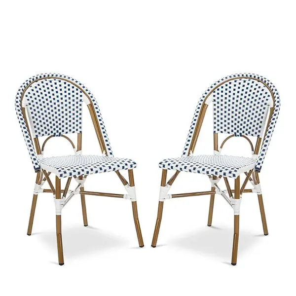 SAFAVIEH Salcha Indoor-outdoor French Bistro Side Chair, Set Of Two - Blue/white/light Brown