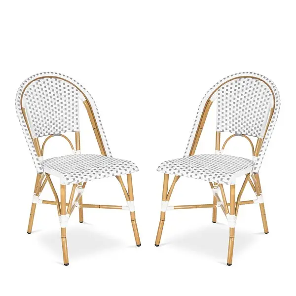 SAFAVIEH Salcha Indoor-outdoor French Bistro Side Chair, Set Of Two - Gray/white/light Brown