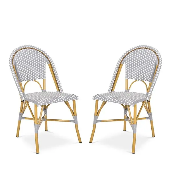SAFAVIEH Salcha Indoor-outdoor French Bistro Side Chair, Set Of Two - White/gray/light Brown