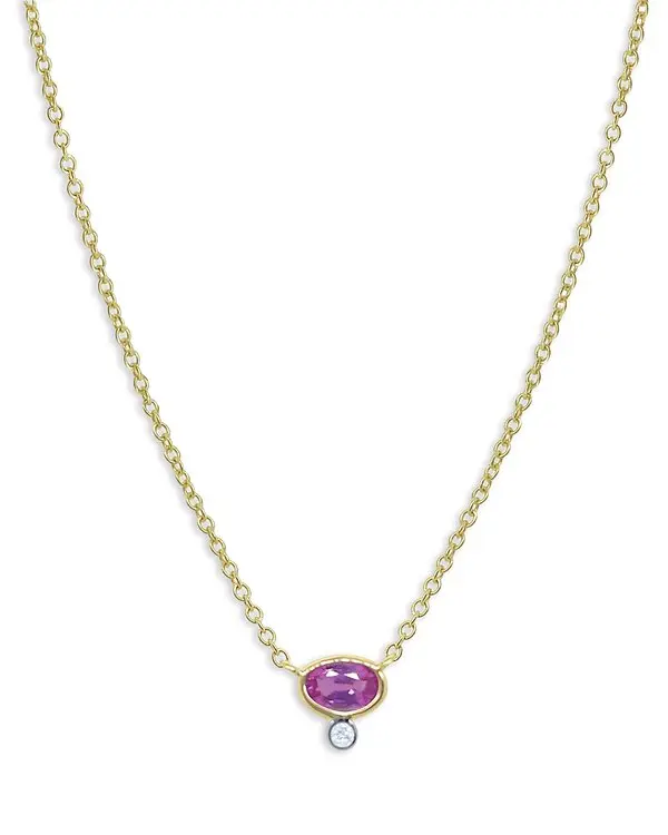 Meira T 14k Yellow Gold Diamond And Pink Sapphire Necklace - Pink/gold