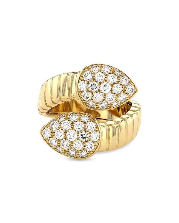 ALBERTO MILANI 18k Yellow Diamond Tubogas Bypass Ring - Gold
