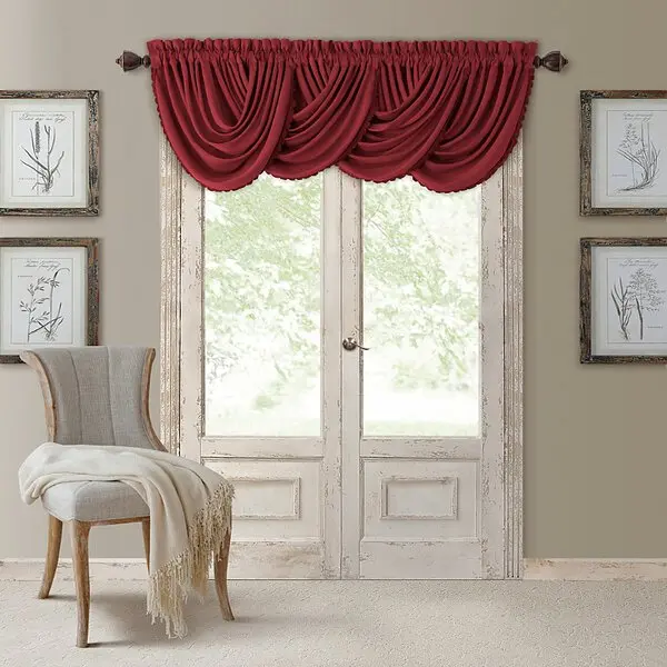 ELRENE HOME FASHIONS All Seasons Blackout Waterfall Valance, 52 X 36 - Rouge