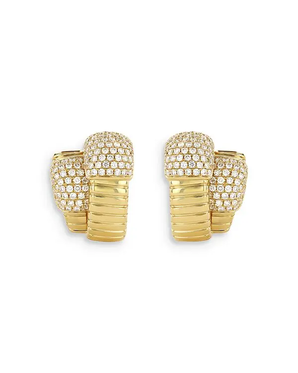 ALBERTO MILANI 18k Yellow Diamond Hoop Earrings - Gold