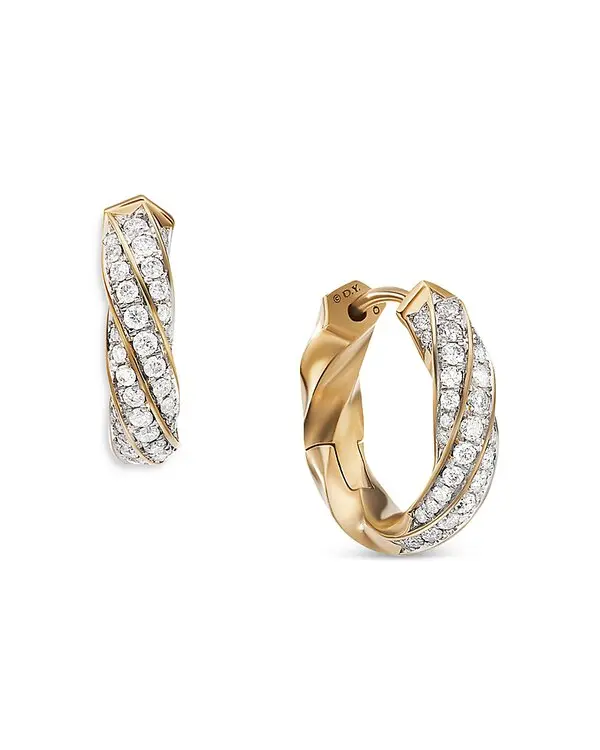 David Yurman Cable Edge Huggie Hoop Earrings - White/gold