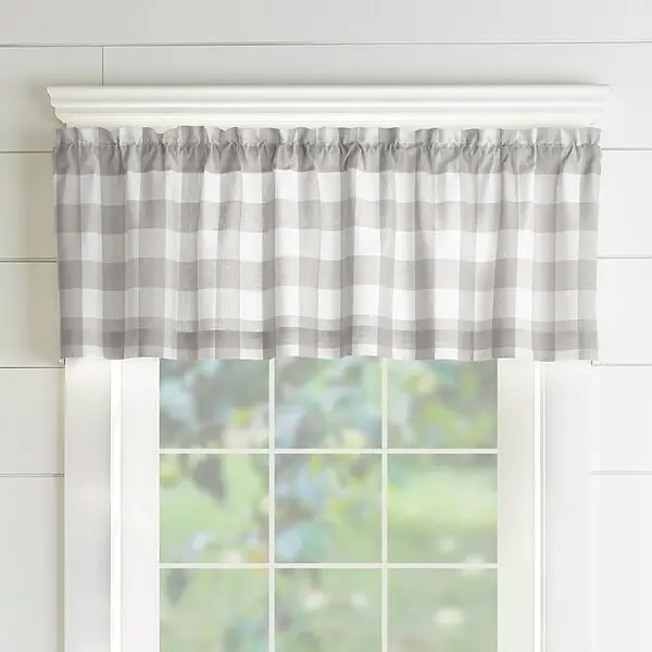 ELRENE HOME FASHIONS Farmhouse Living Buffalo Check Window Valance, 15 X 60 - Gray/white