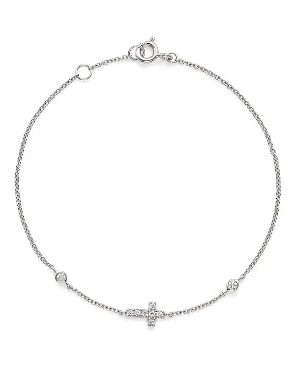 Bloomingdale'S Diamond Cross Bracelet - White