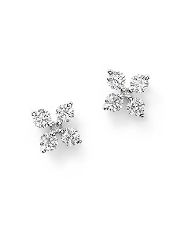 Bloomingdale'S Diamond Clover Stud Earrings - White