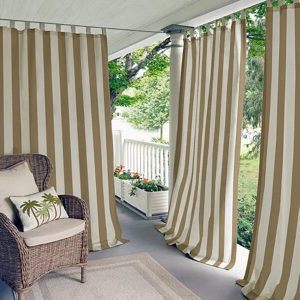 ELRENE HOME FASHIONS Highland Stripe Indoor/outdoor Curtain Panel, 50 X 84 - Natural