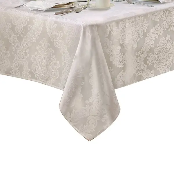 ELRENE HOME FASHIONS Barcelona Jacquard Damask Oblong Tablecloth, 144 X 60 - White