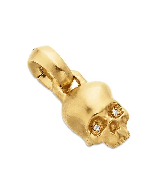 David Yurman 18k Yellow Skull Charm With Diamonds - Gold