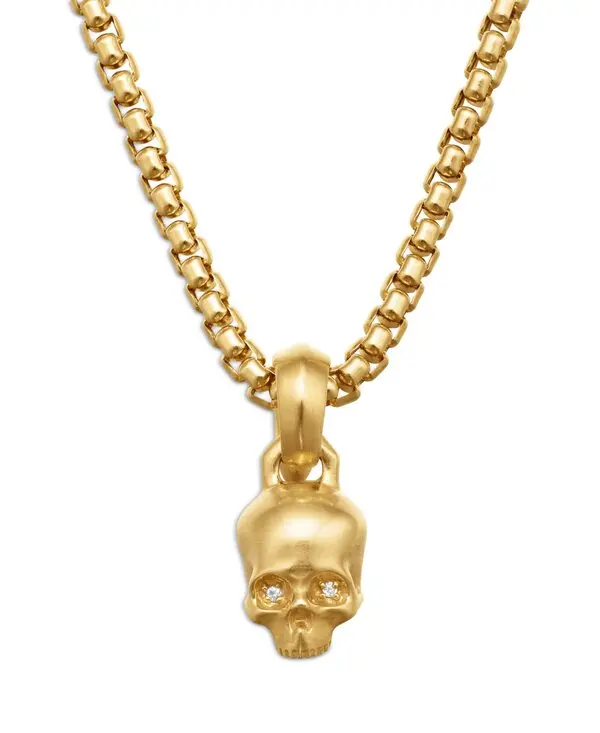 David Yurman 18k Yellow Skull Charm With Diamonds