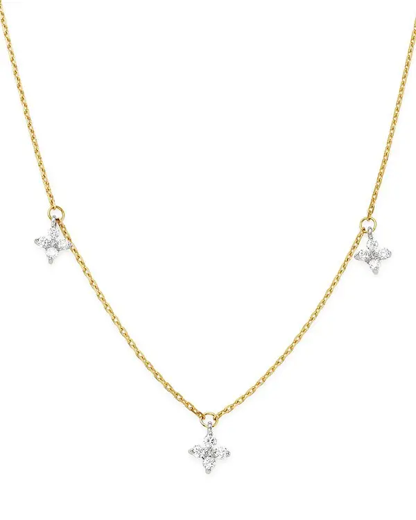 Bloomingdale'S Diamond Clover Station Necklace, 0.30 Tcw - White/gold