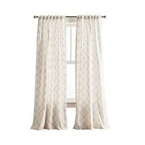 PERI HOME Mallorca Embroidery 95 X 42 Back Tab Window Panel, Pair - Winter White