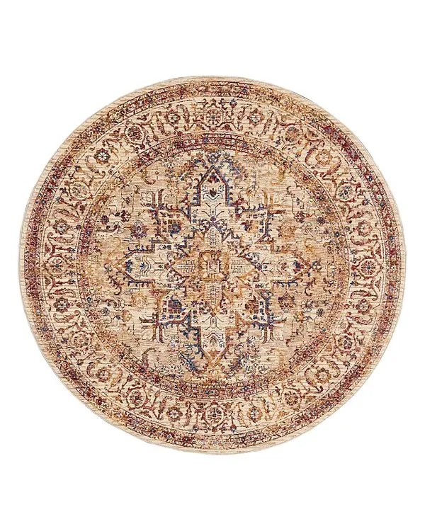 MINK HOME Taza Heriz Round Rug, 5' X 5 - Beige