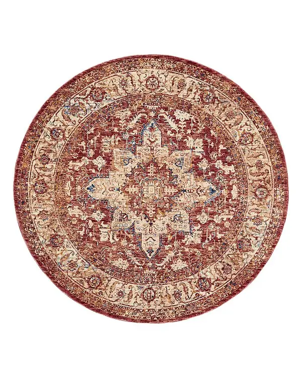 MINK HOME Taza Heriz Round Rug, 5' X 5 - Red