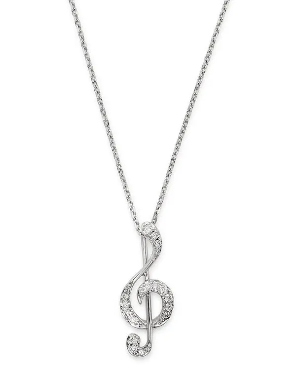 Bloomingdale'S Diamond Music Note Pendant Necklace - White