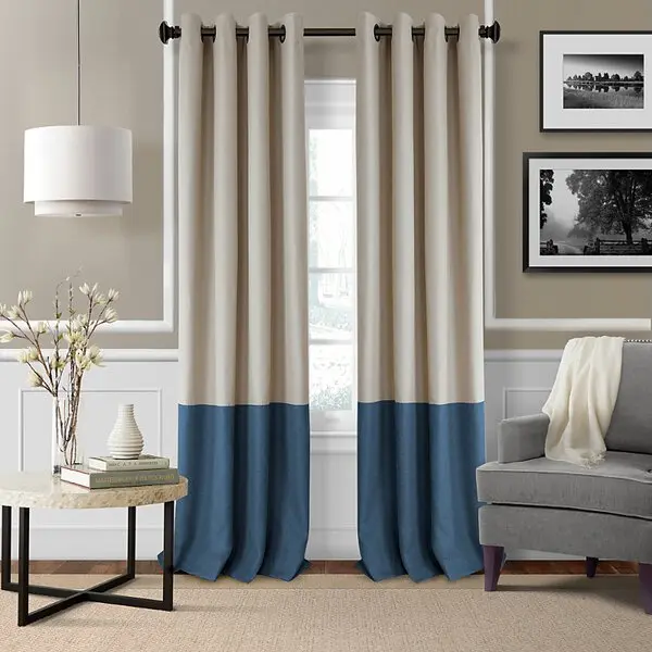ELRENE HOME FASHIONS Braiden Color Block Blackout Curtain Panel, 52 X 84 - Navy
