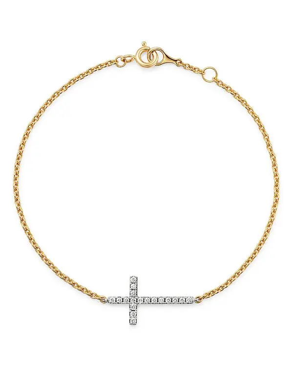 Bloomingdale'S Diamond Cross Bracelet - White/gold