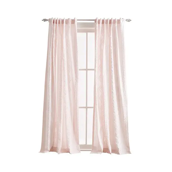 PERI HOME Cut Geo 108 X 50 Back Tab Window Panel, Pair - Blush