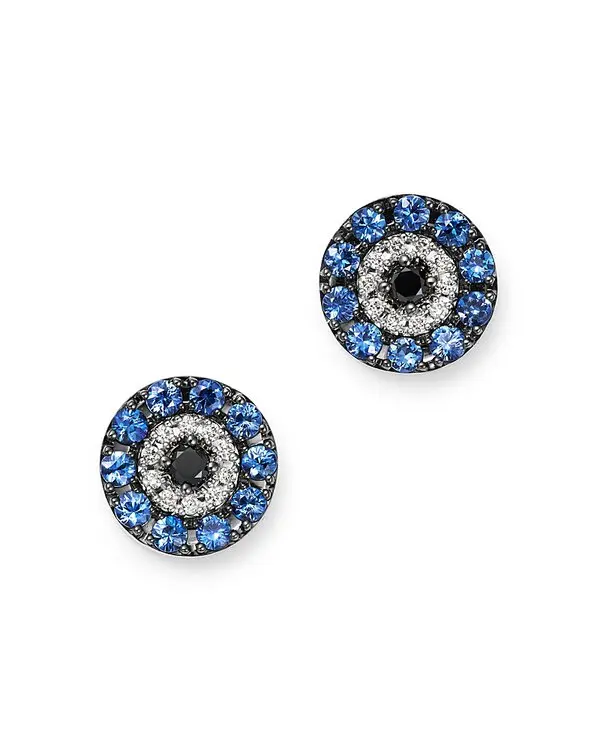 Bloomingdale'S Diamond And Sapphire Evil Eye Stud Earrings - Multi/white