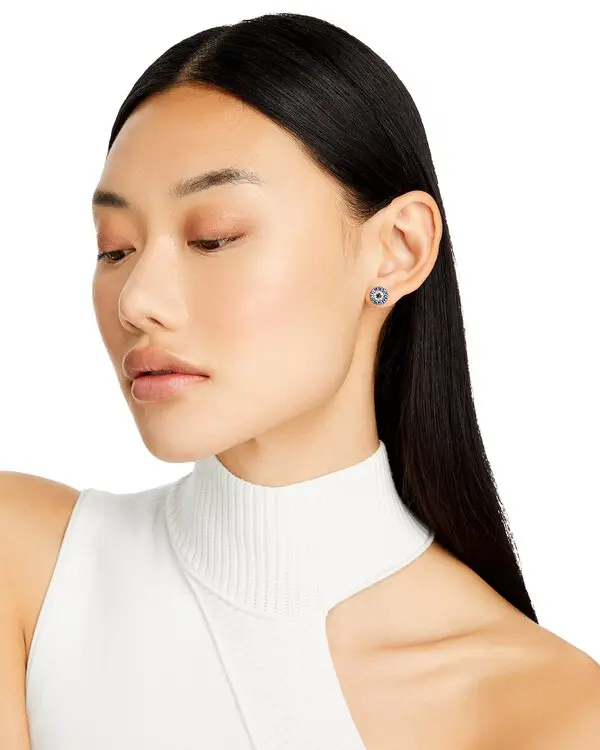 Bloomingdale'S Diamond And Sapphire Evil Eye Stud Earrings