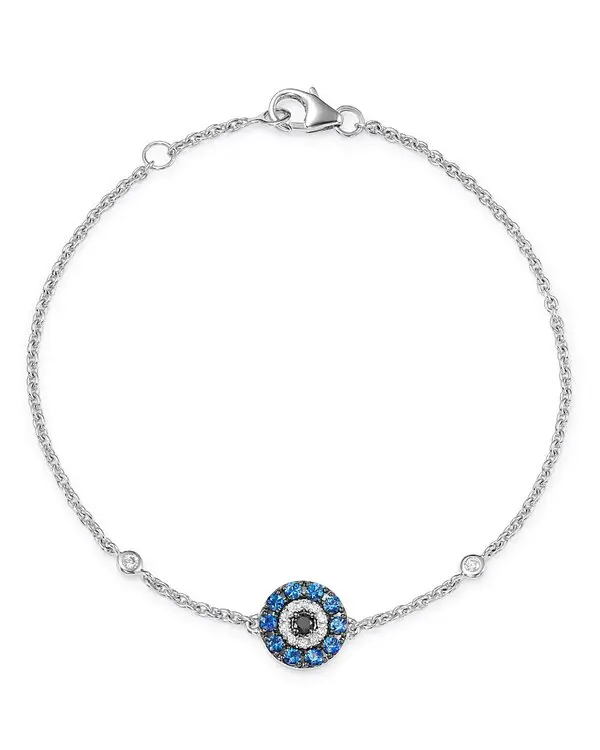 Bloomingdale'S 14k White Gold Sapphire And Diamond Evil Eye Bracelet - Multi/white