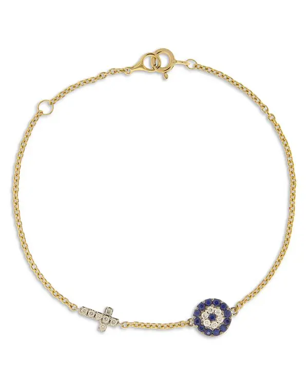 Bloomingdale'S 14k Blue Sapphire And Diamond Bracelet - Yellow Gold