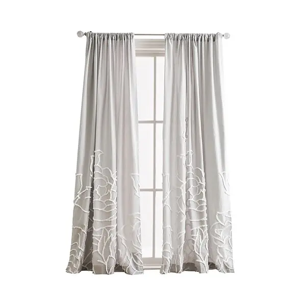 PERI HOME Chenille Rose 108 X 50 Poletop Window Panel, Pair - Silver