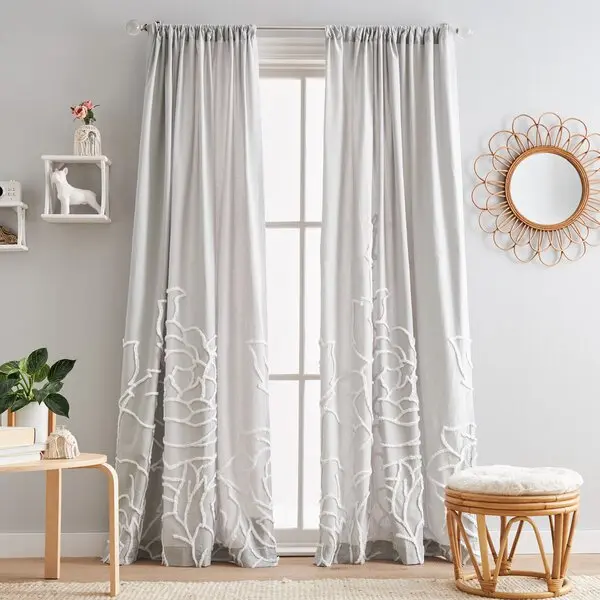 PERI HOME Chenille Rose 108 X 50 Poletop Window Panel, Pair