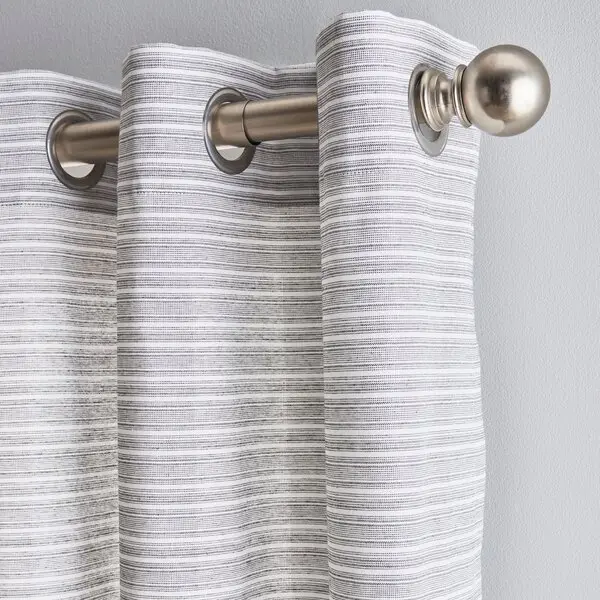 PERI HOME Cargo Stripe 84 X 50 Grommet Window Panel, Pair - Silver