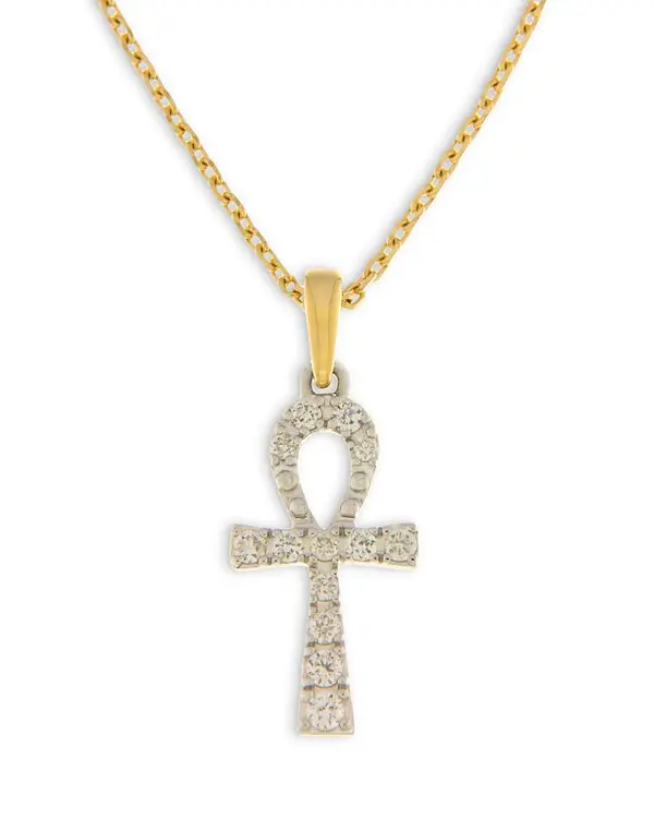 Bloomingdale'S Diamond Ankh Pendant Necklace - White