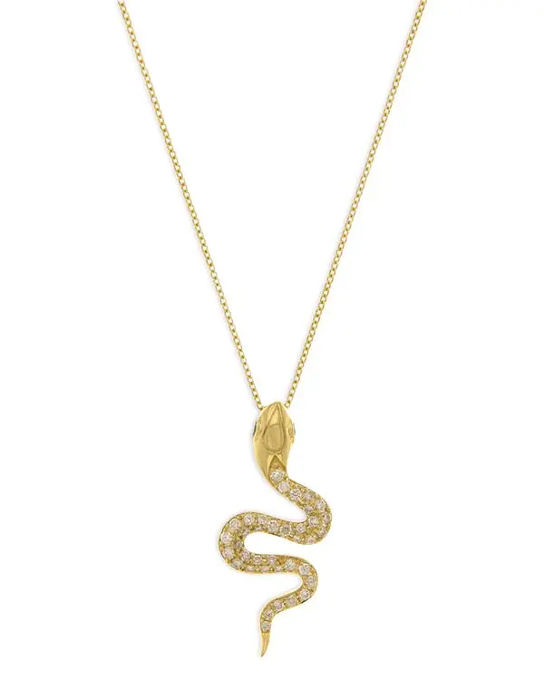Bloomingdale'S Diamond Snake Pendant Necklace - White/gold