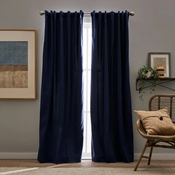 PERI HOME Sanctuary 84 X 50 Back Tab Lined Window Panel, Pair - Indigo