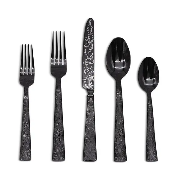 RICCI ARGENTIERI Parisian Garden 20 Pc Flatware Set - Black