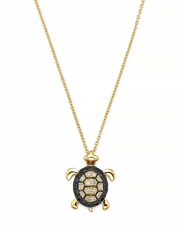 Bloomingdale'S 14k Yellow Gold Diamond Turtle Pendant - Multi/gold