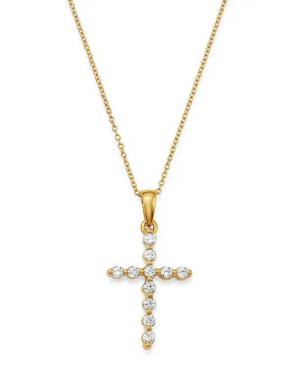 Bloomingdale'S Diamond Cross Pendant Necklace - White/gold