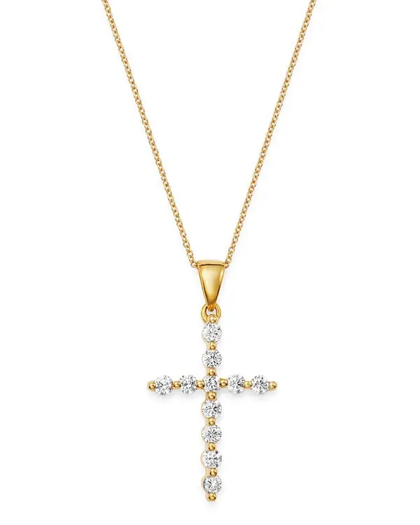 Bloomingdale'S Diamond Cross Pendant Necklace - White/gold