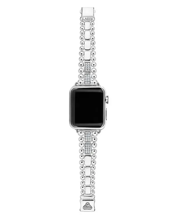 Lagos Smart Caviar Diamond Apple Watch Bracelet - White/silver