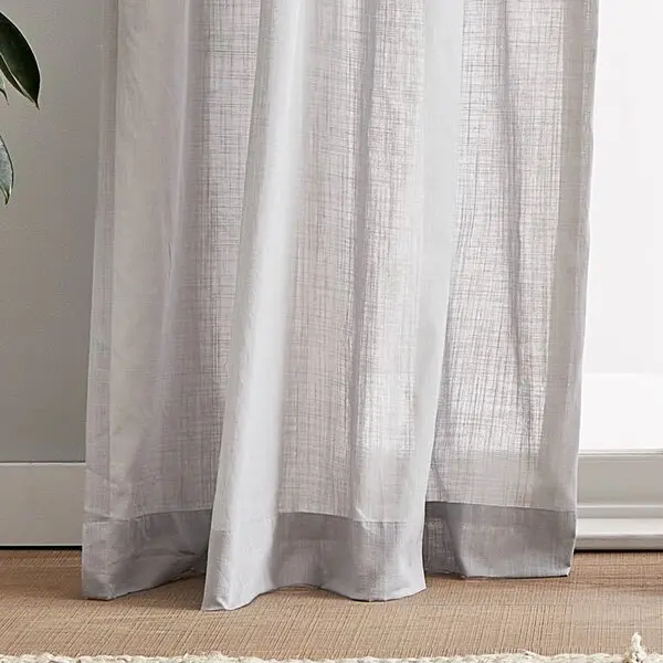 PERI HOME Cotton Sheer 108 X 50 Tie Tab Window Panel, Pair