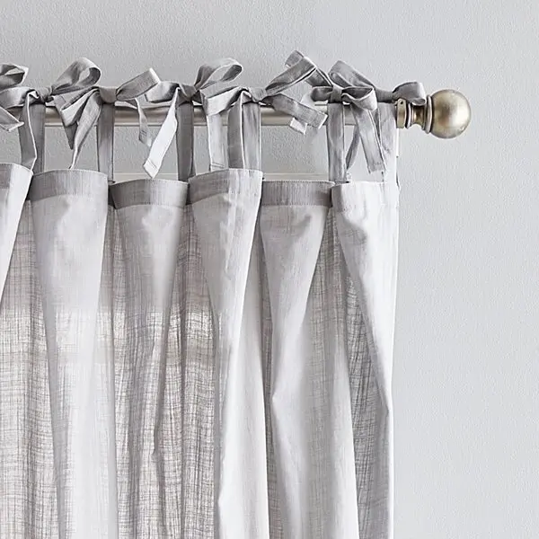 PERI HOME Cotton Sheer 108 X 50 Tie Tab Window Panel, Pair