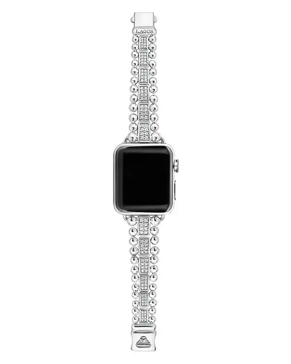 Lagos Diamond Smart Caviar Apple Watch Bracelet - White/silver