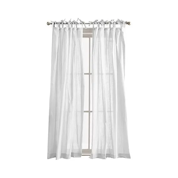 PERI HOME Cotton Sheer 95 X 50 Tie Tab Window Panel, Pair - White