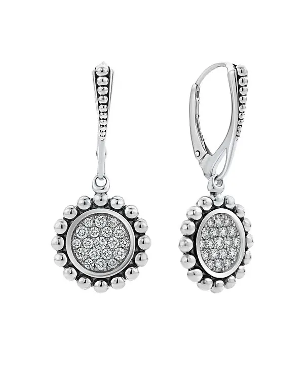 Lagos Sterling Silver Diamond Drop Earrings - White/silver