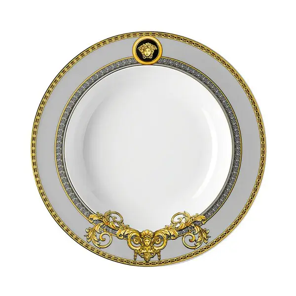 Versace Rosenthal Meets Prestige Gala Rimmed Soup Bowl - Black/gold