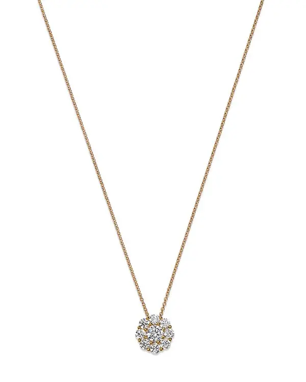Bloomingdale'S Diamond Flower Cluster Pendant Necklace 0.50 Tcw - Gold