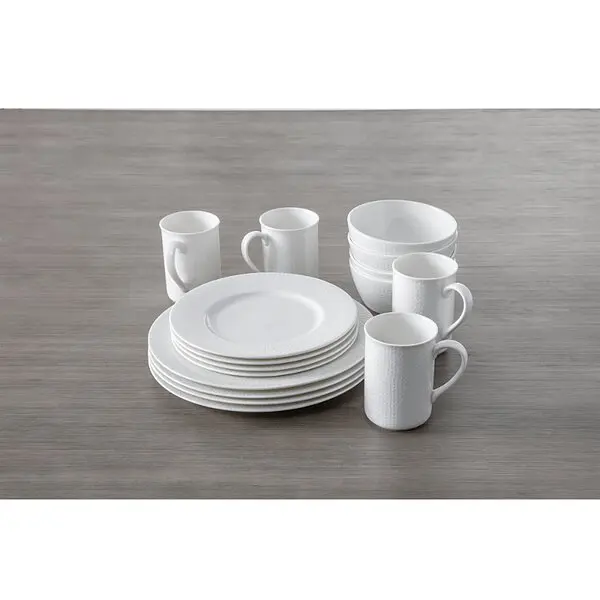 FORTESSA Amanda Embossed 16 Pc Dinnerware Set - White