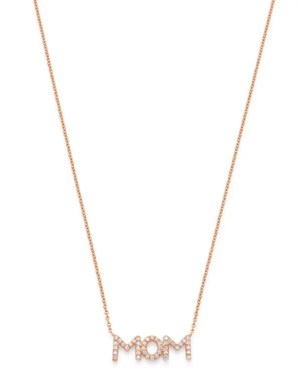 Bloomingdale'S Diamond Mom Pendant Necklace - White/rose Gold