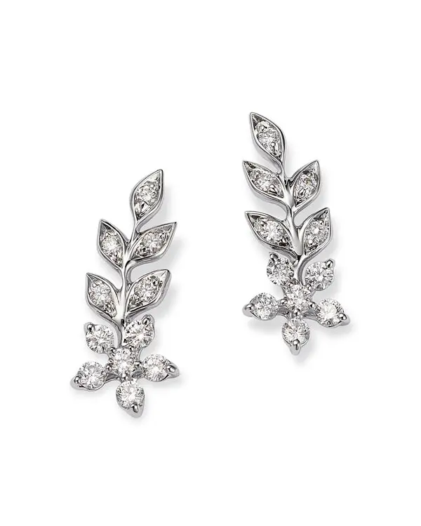 Bloomingdale'S Diamond Leaf And Flower Ear Climbers - White