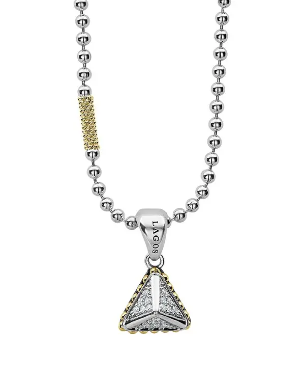 Lagos 18k Yellow Gold & Sterling Silver Diamond Pendant Necklace - White/silver