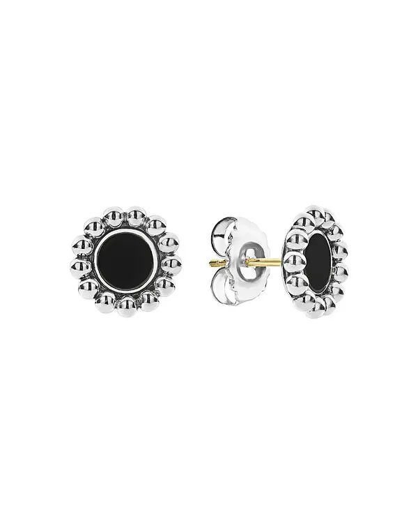 Lagos Sterling Silver Maya Onyx Stud Earrings - Black/multi
